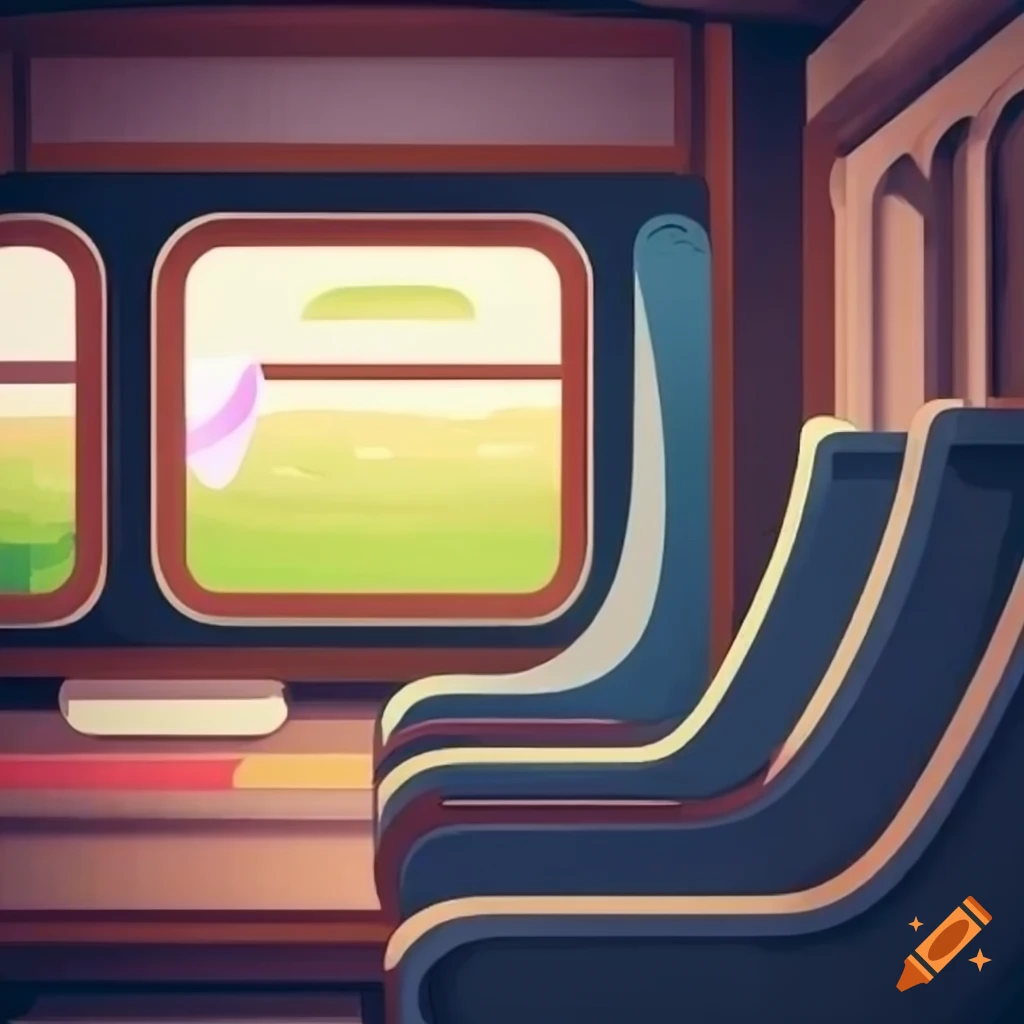 Illustration inside of a train on Craiyon
