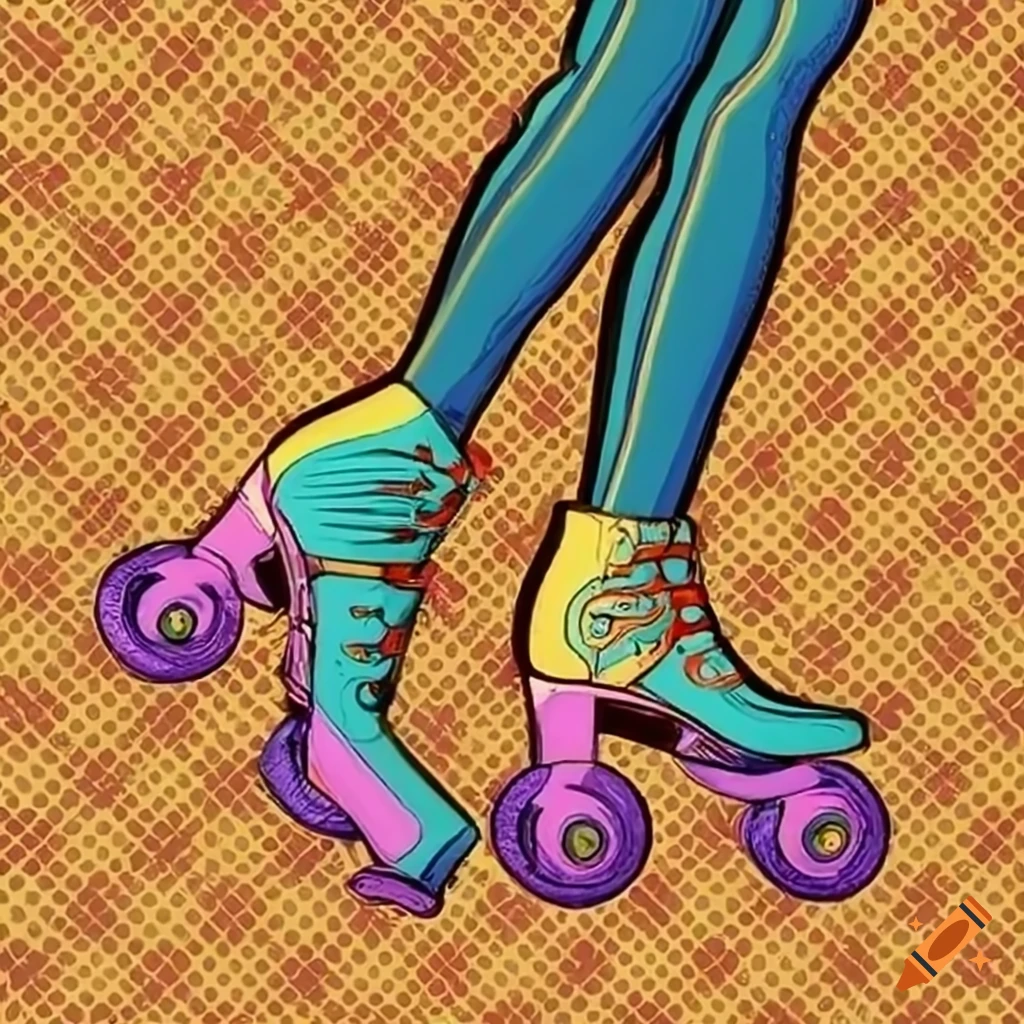 Retro roller skates in pop art style on Craiyon