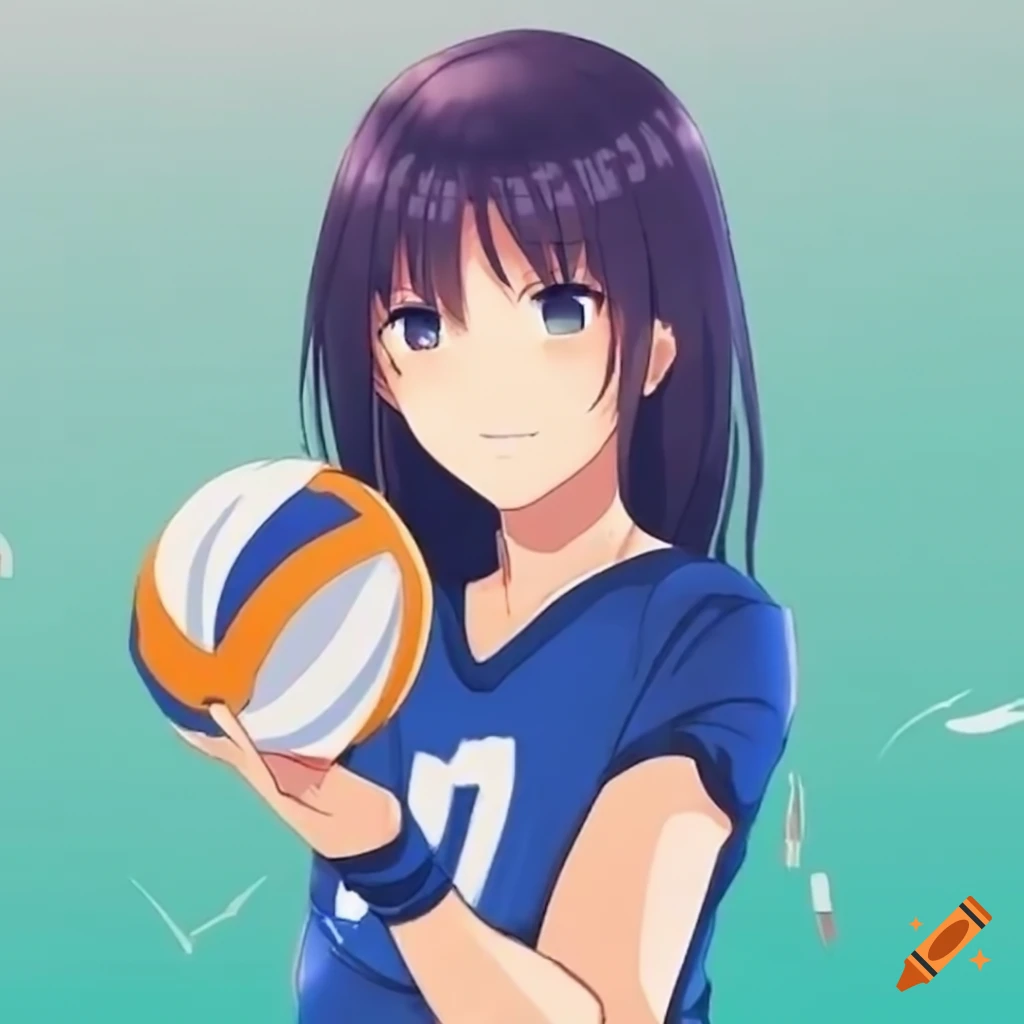 Anime girl playing volleyball on Craiyon