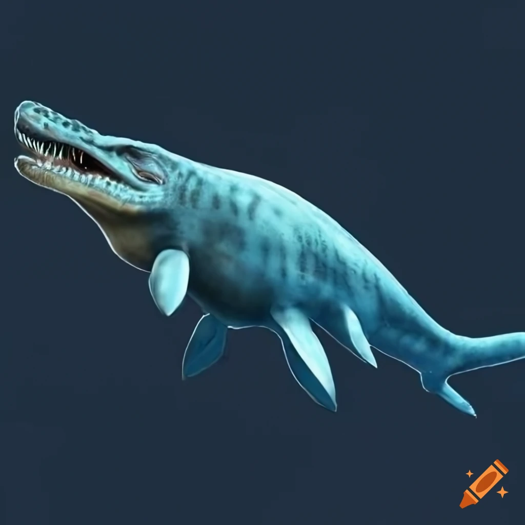 Illustration of a livyatan and mosasaurus hybrid on Craiyon