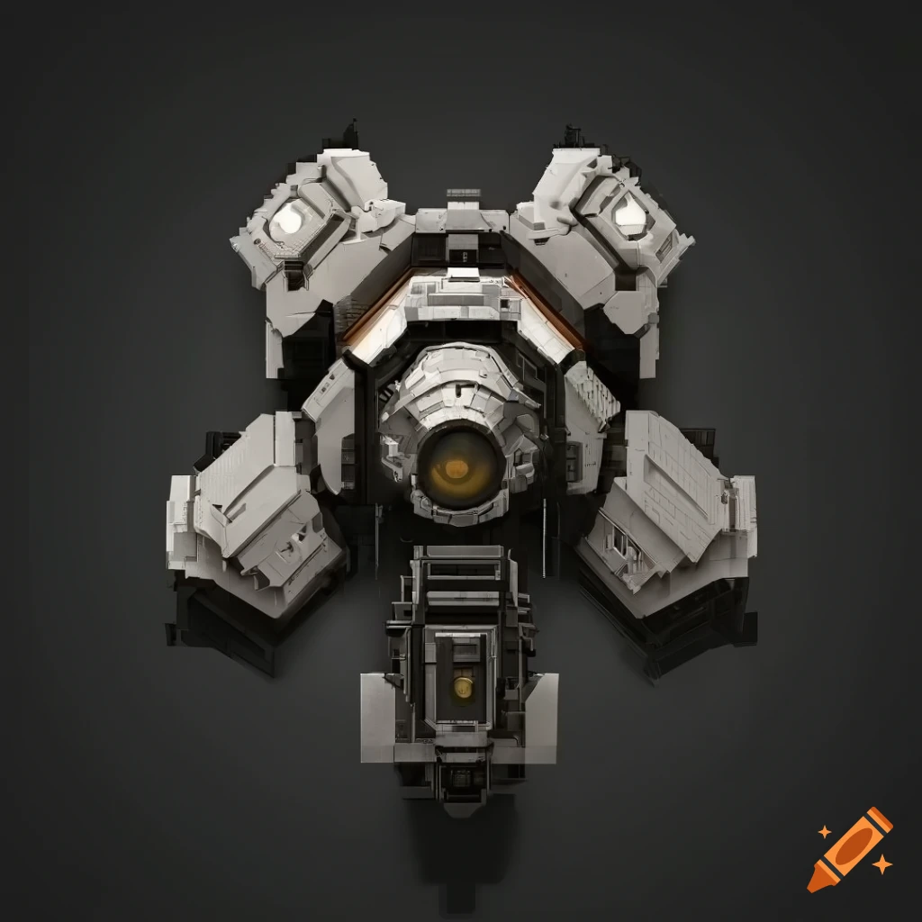 Top-down view space ship in a sci-fi style on Craiyon