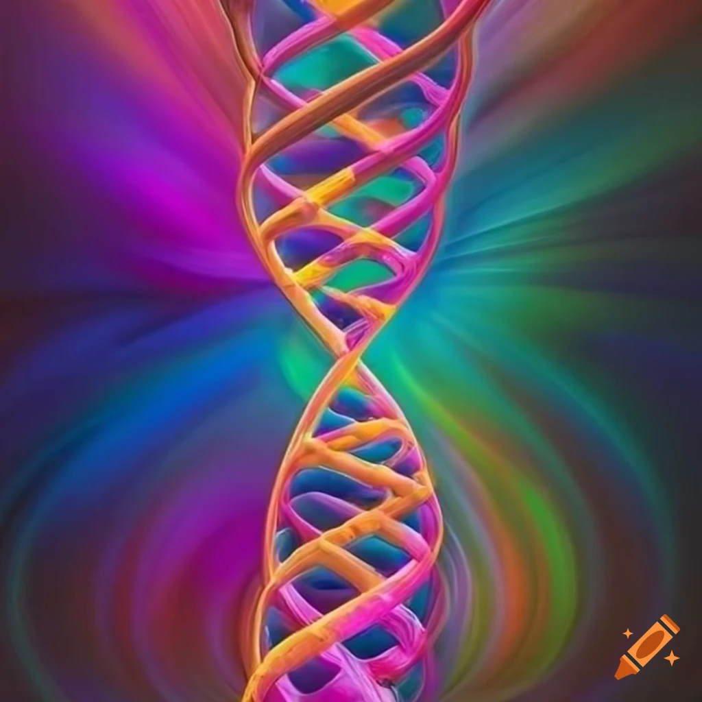 Colorful dna-shaped maze with vibrant chakra-inspired colors on Craiyon