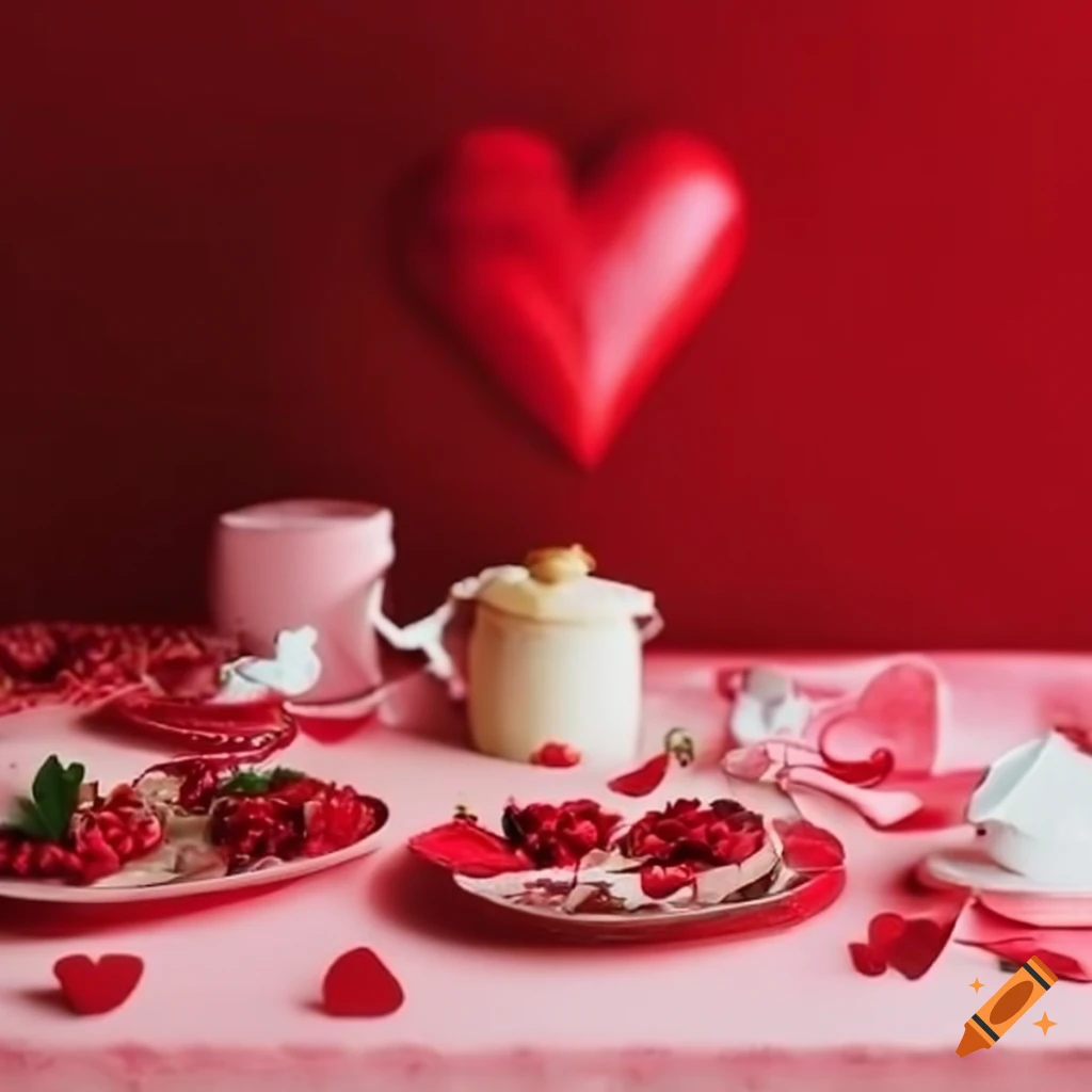 Beautiful valentine's date table spread for two on Craiyon