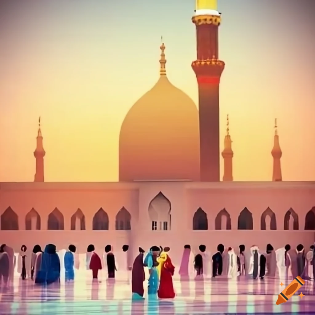 Children in front of mosque on Craiyon