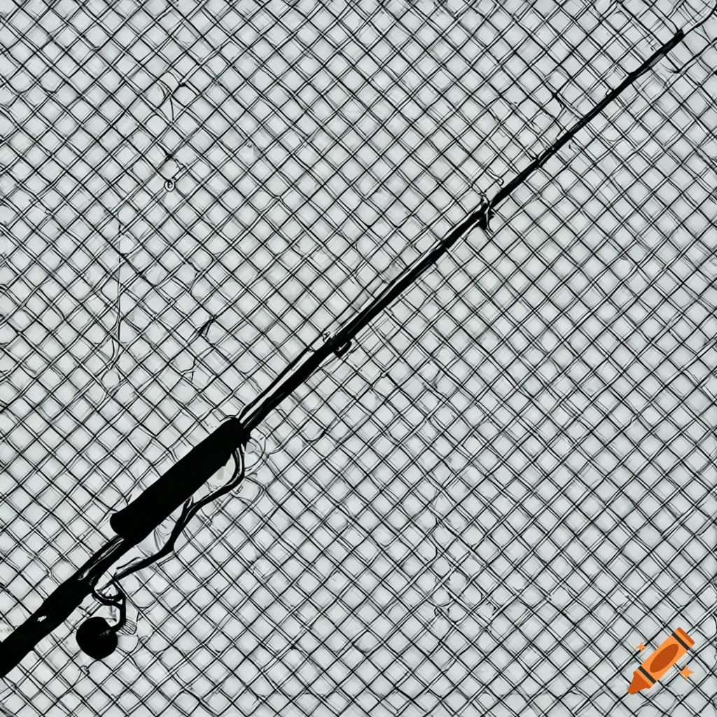 Side view of black fishing rod in comic style on Craiyon
