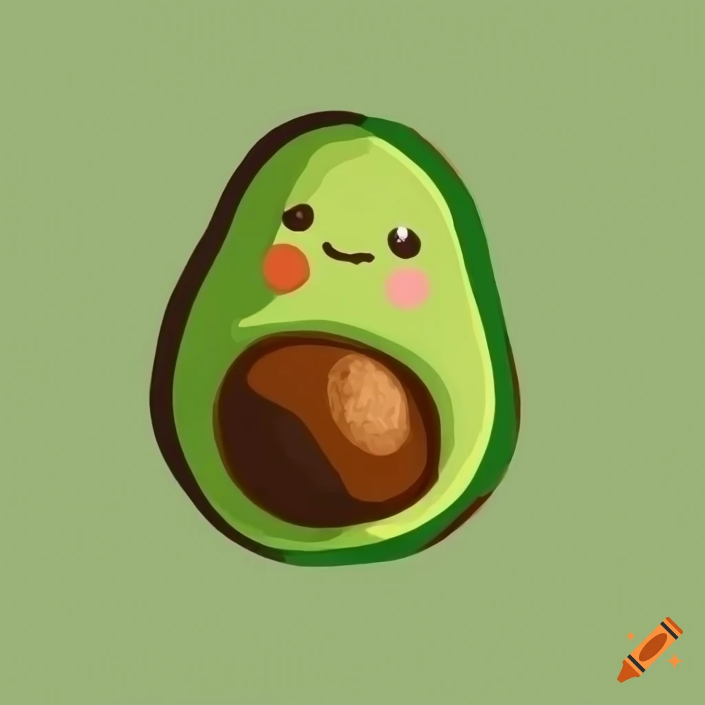 Minimalistic drawing of a cute avocado on Craiyon