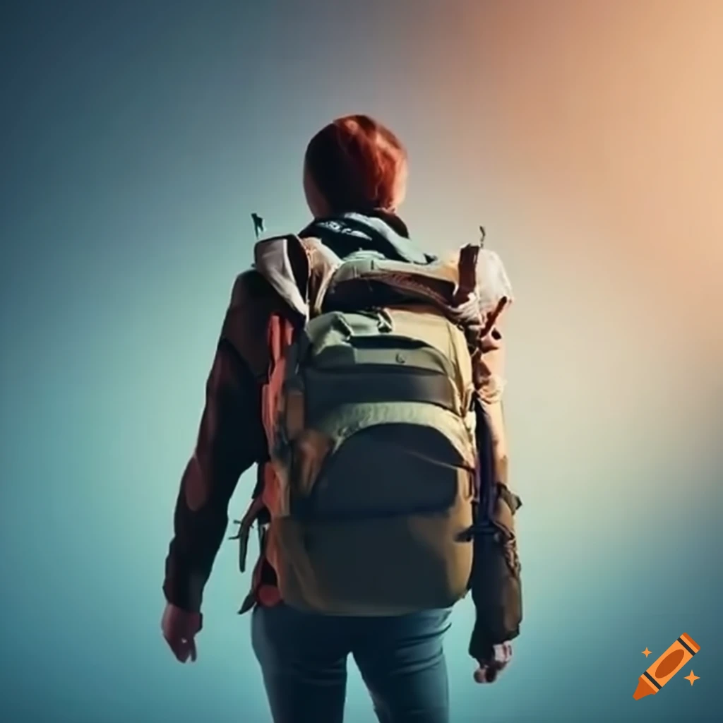 Person walking into work with a backpack on Craiyon