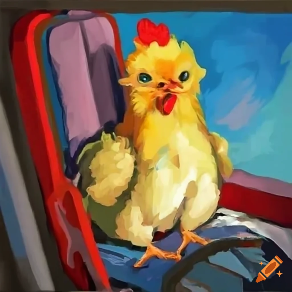 Adorable little chicken sitting in a plane seat on Craiyon