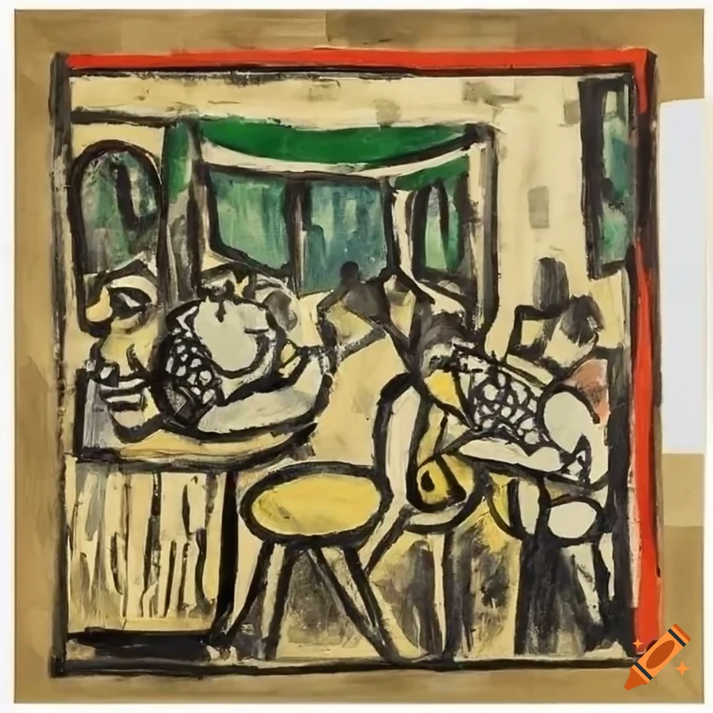 Painting of a busy pho restaurant in cubism art style by pablo picasso ...