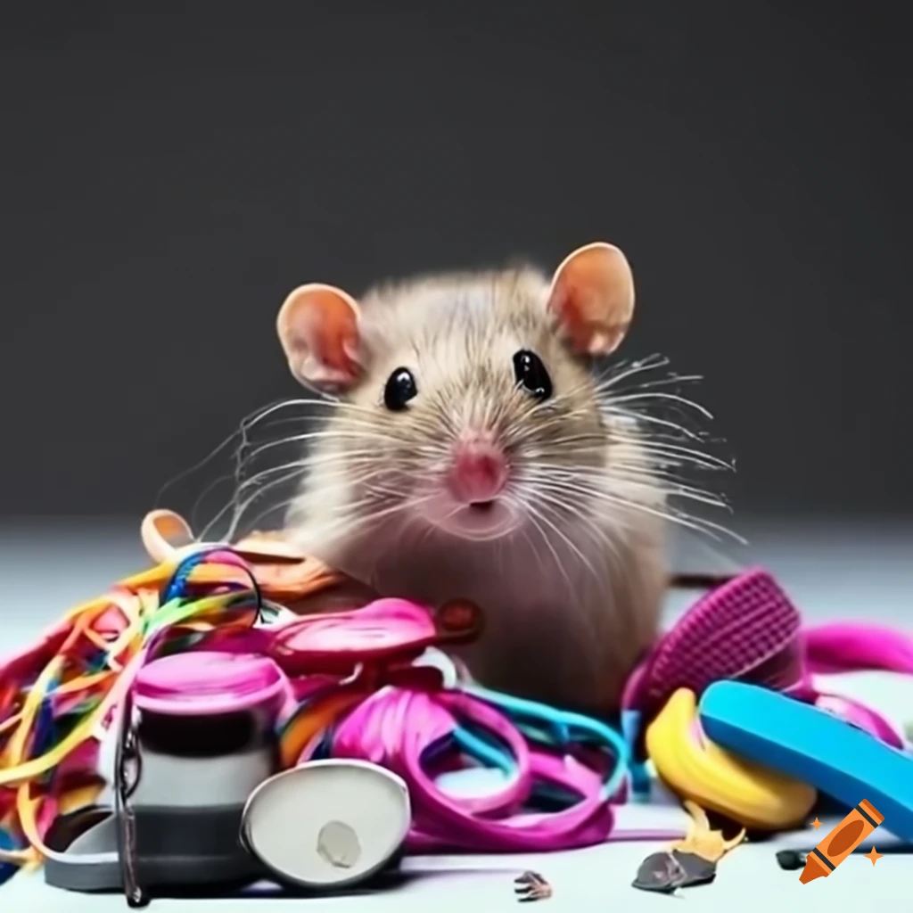 House mice building a giant pile of objects on Craiyon