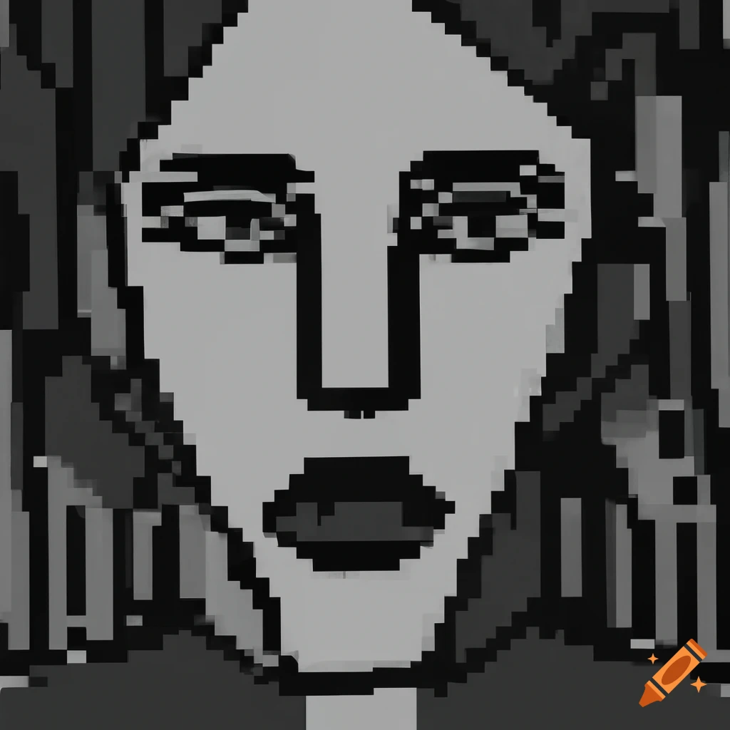 Pixelated portrait painting of a woman and man in picasso style on Craiyon
