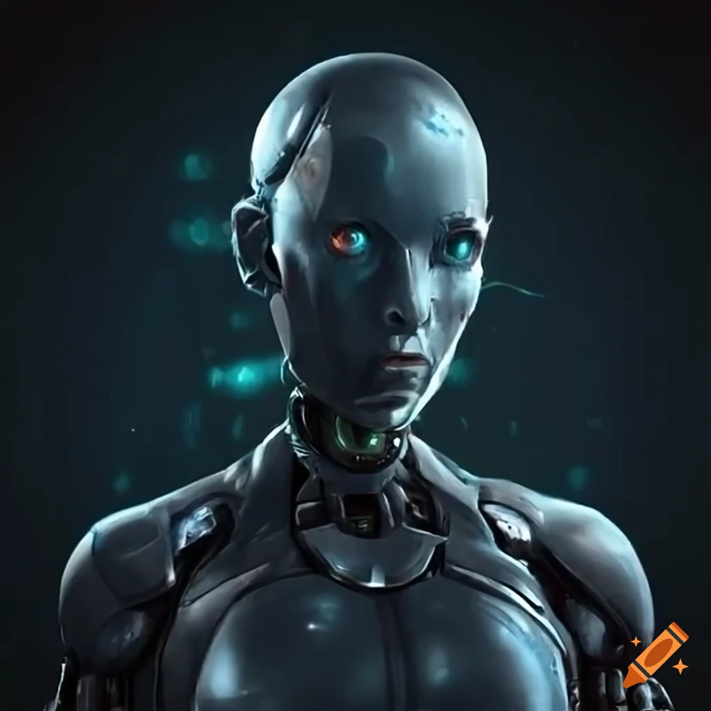 Robot and android in a fantasy sci-fi setting on Craiyon