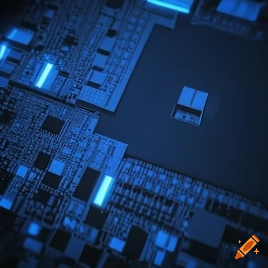 Cgi render of dark blue and black fpga background on Craiyon