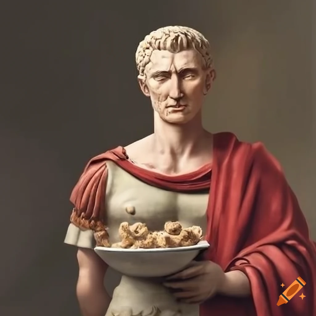 Julius caesar holding a bowl of cereal on Craiyon