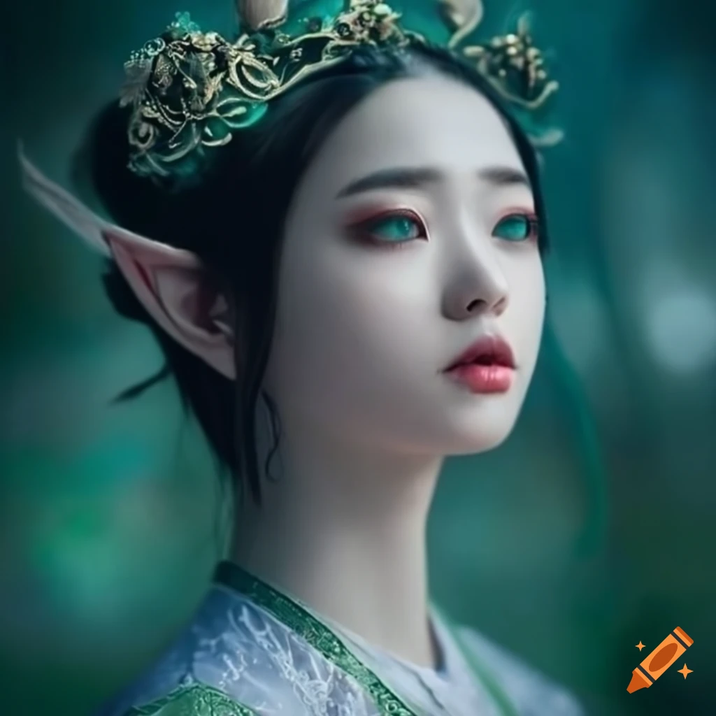 Ethereal elven woman in traditional chinese attire with captivating ...