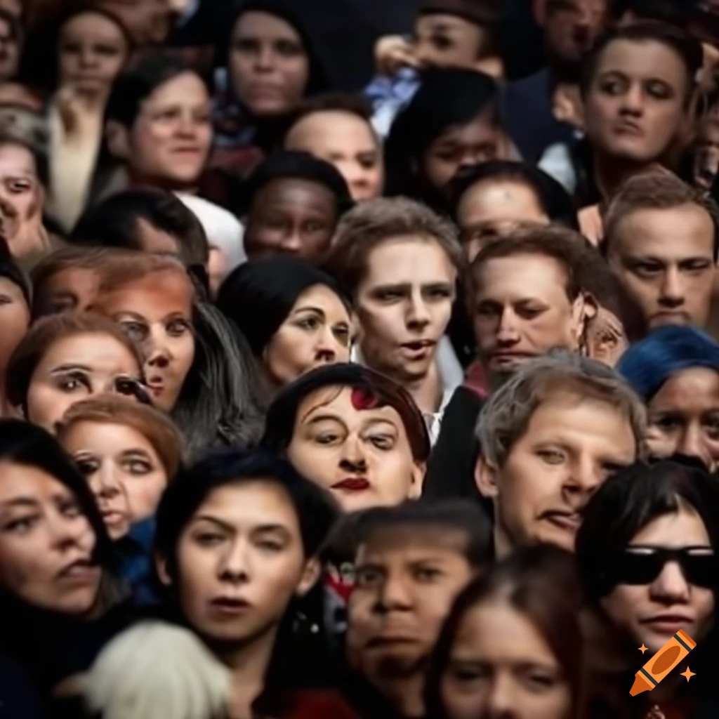 Crowd of people's faces on Craiyon