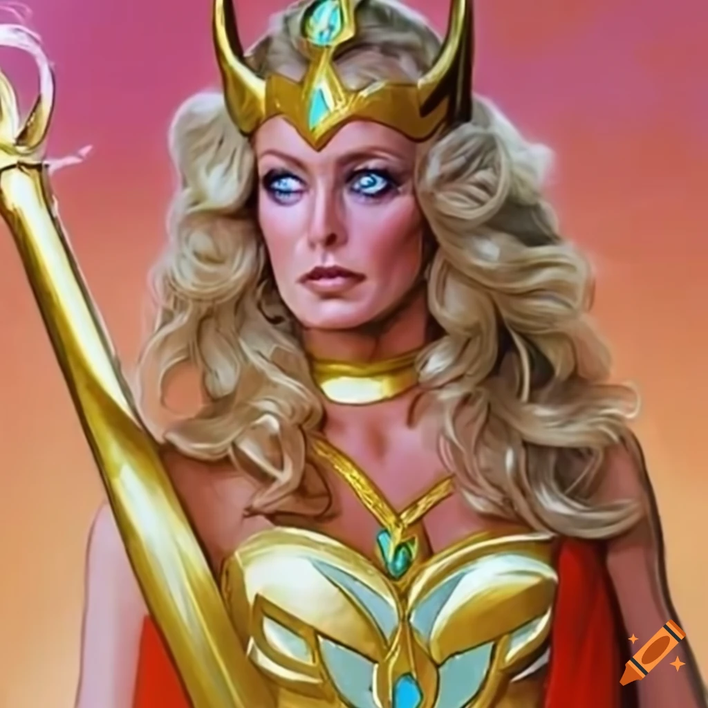 Farrah fawcett as she-ra character on Craiyon