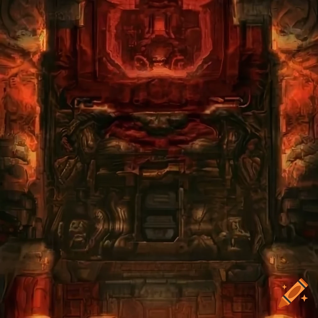 Old doom games inspired title screen background on Craiyon