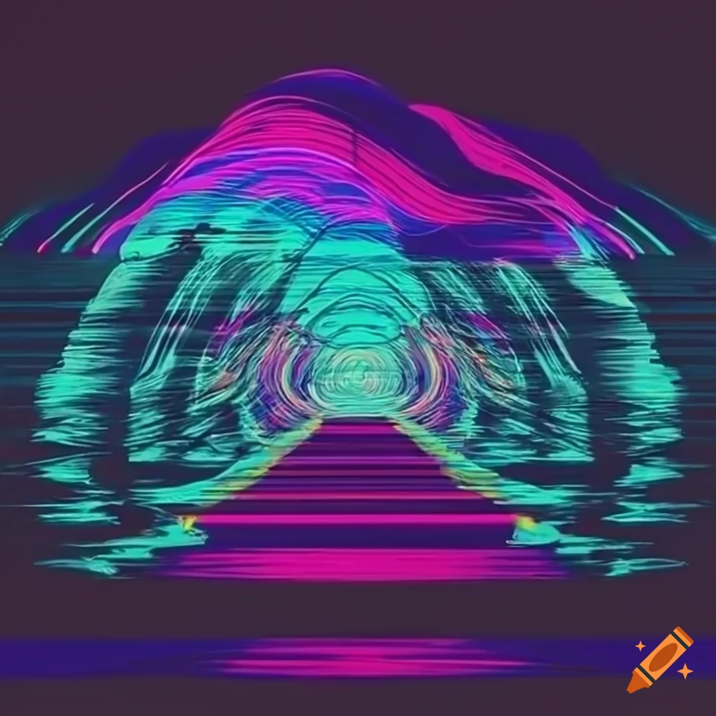 Retro vapor wave style drawing of electric fields on Craiyon
