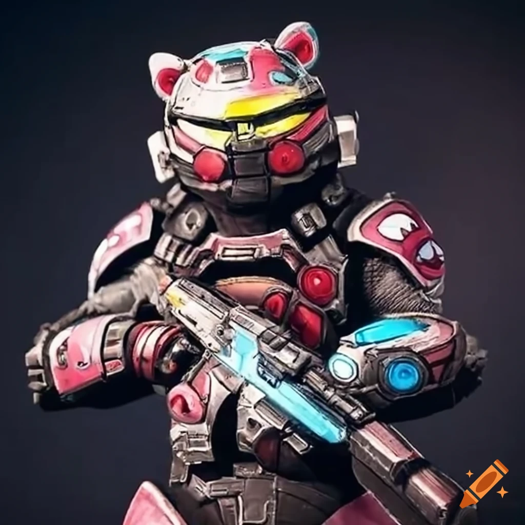 Hello kitty in space armor suit inspired by gears of war game on Craiyon