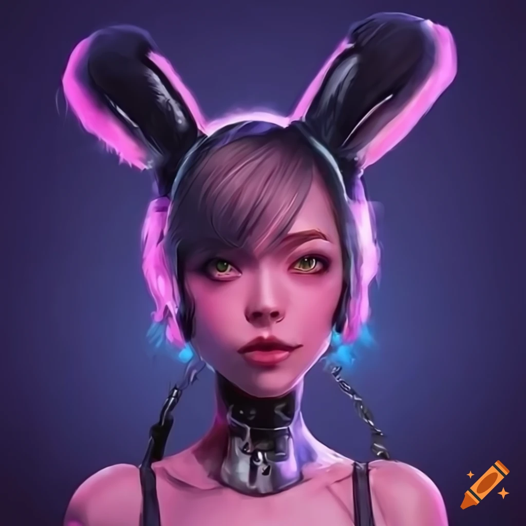 Cyberpunk girl with rabbit ears on Craiyon