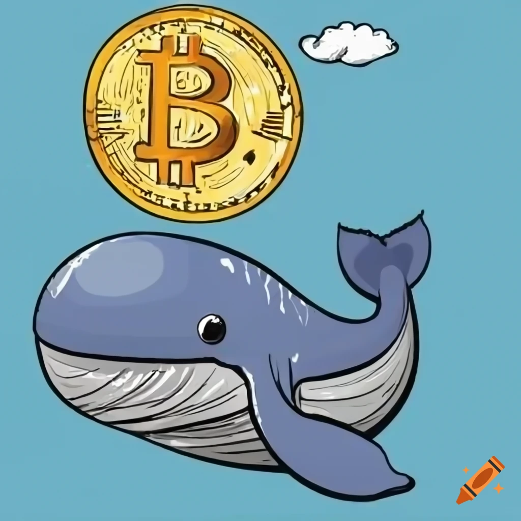 Cartoon whale with bitcoin coin background on Craiyon