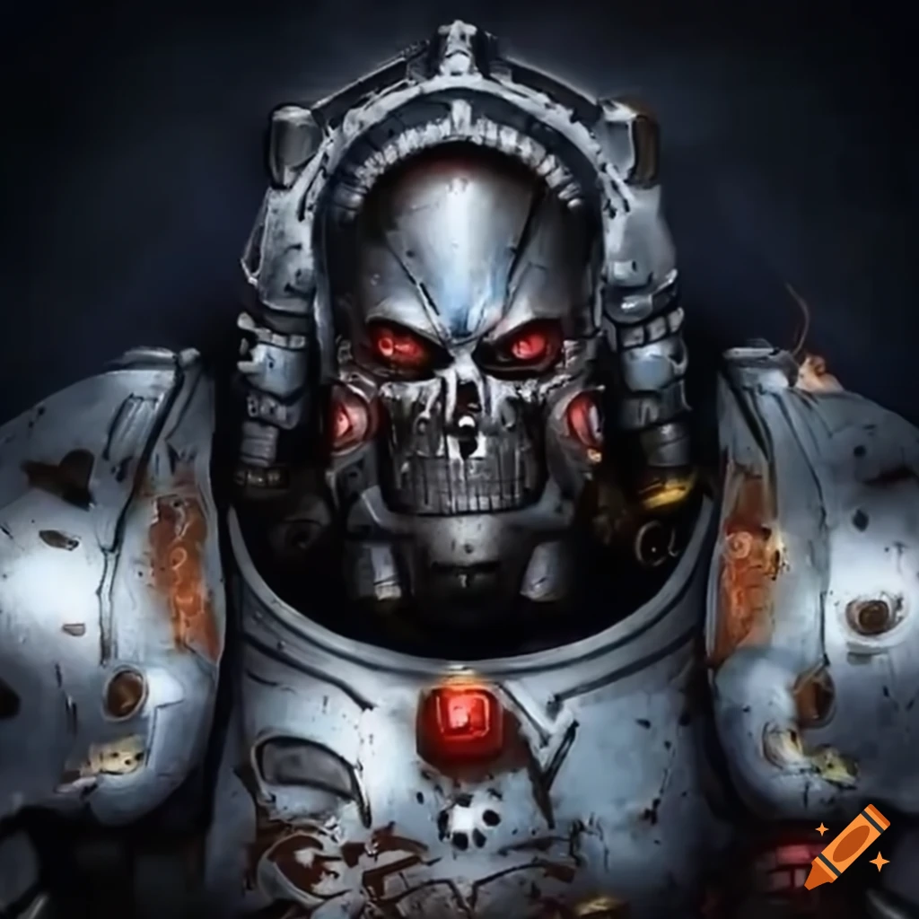 Robot in warhammer terminator armor on Craiyon