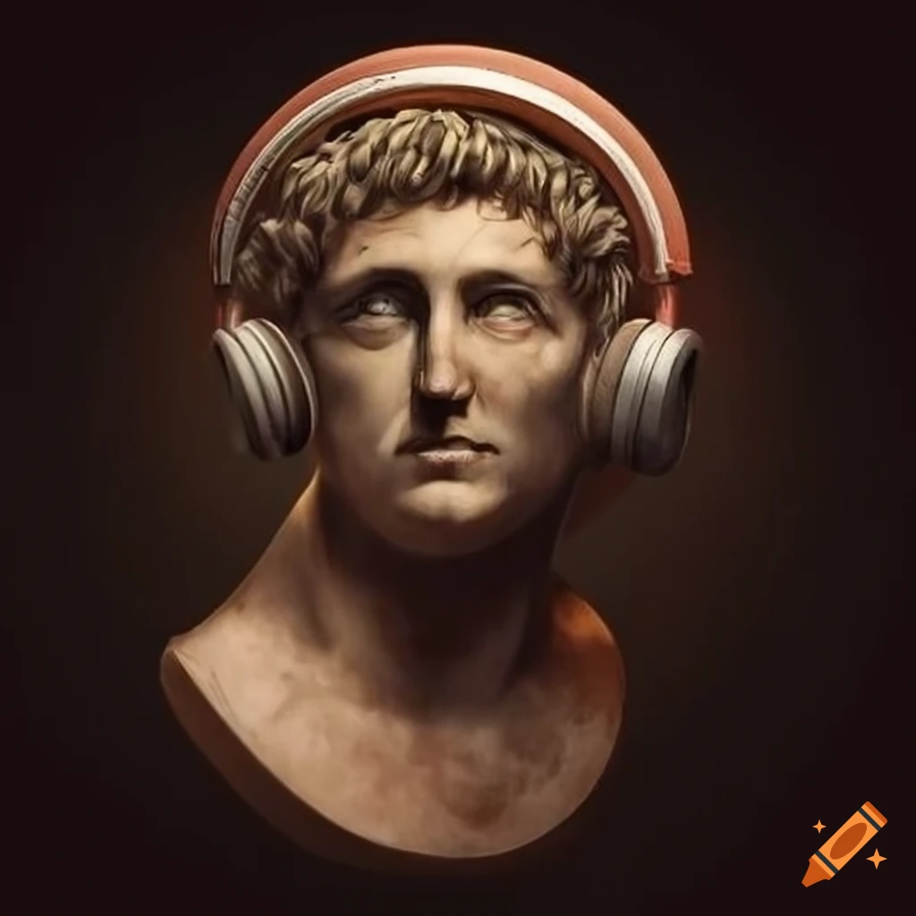 Roman emperor wearing headphones on Craiyon