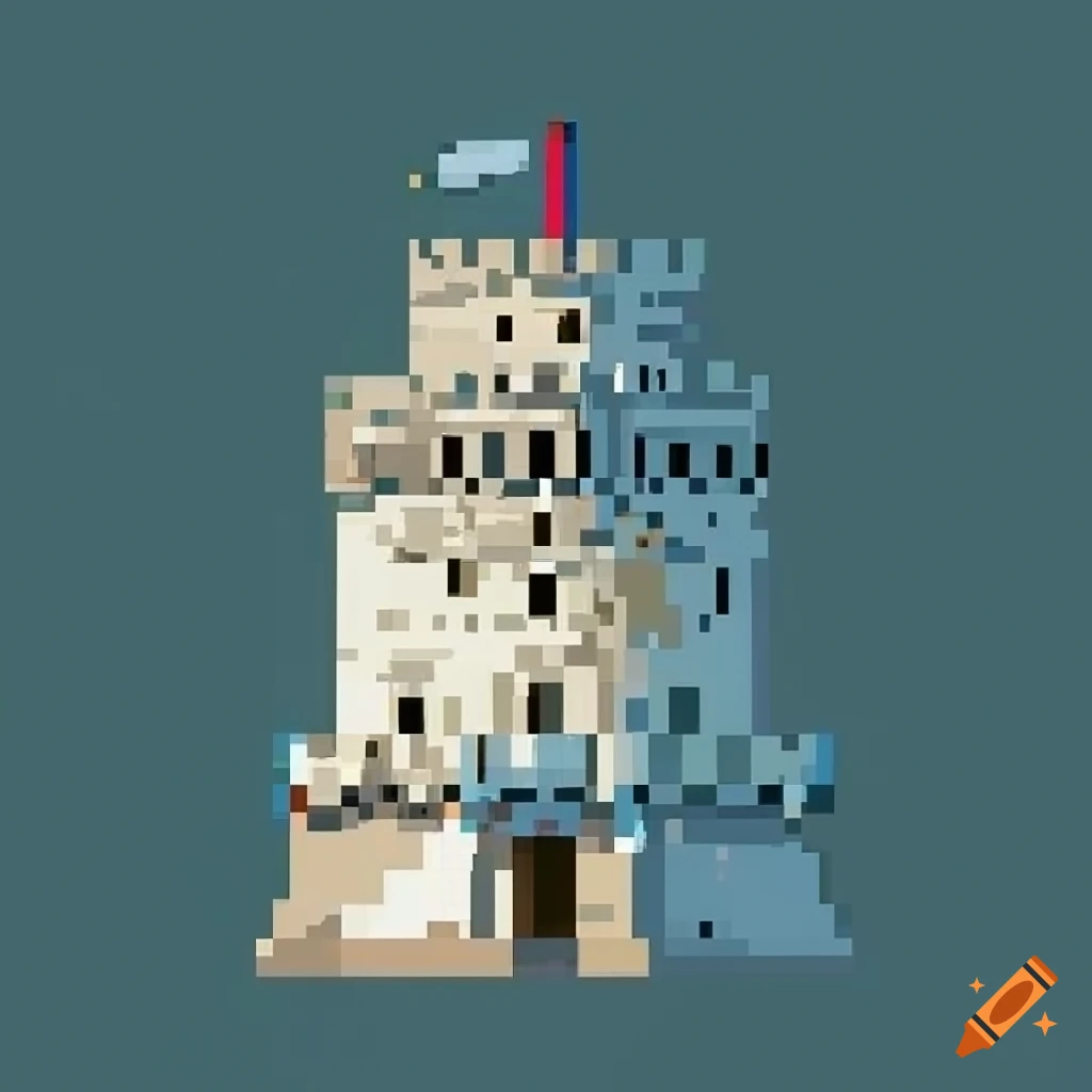 Pixel art of the white tower of thessaloniki on Craiyon