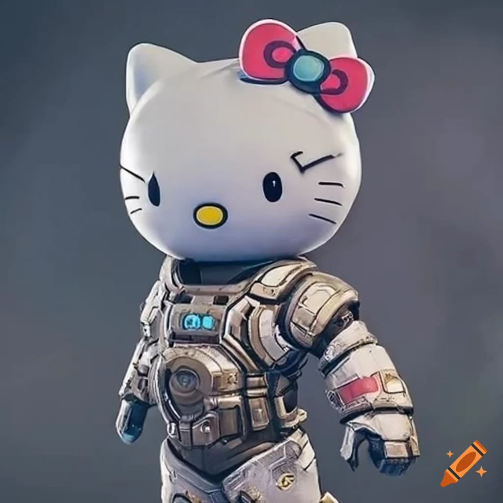 Hello kitty in space armor suit inspired by gears of war game on Craiyon