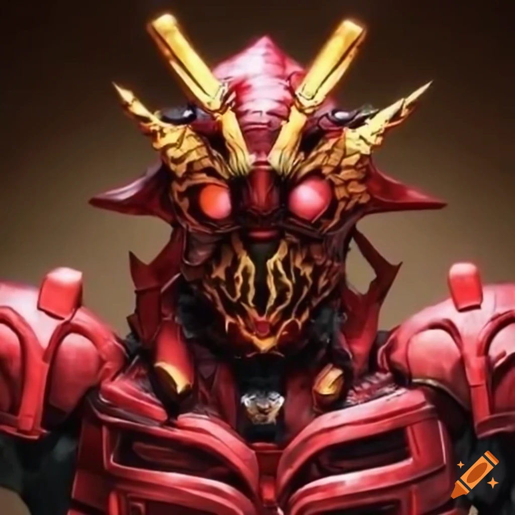 Kamen rider with a mongolian war demon appearance on Craiyon