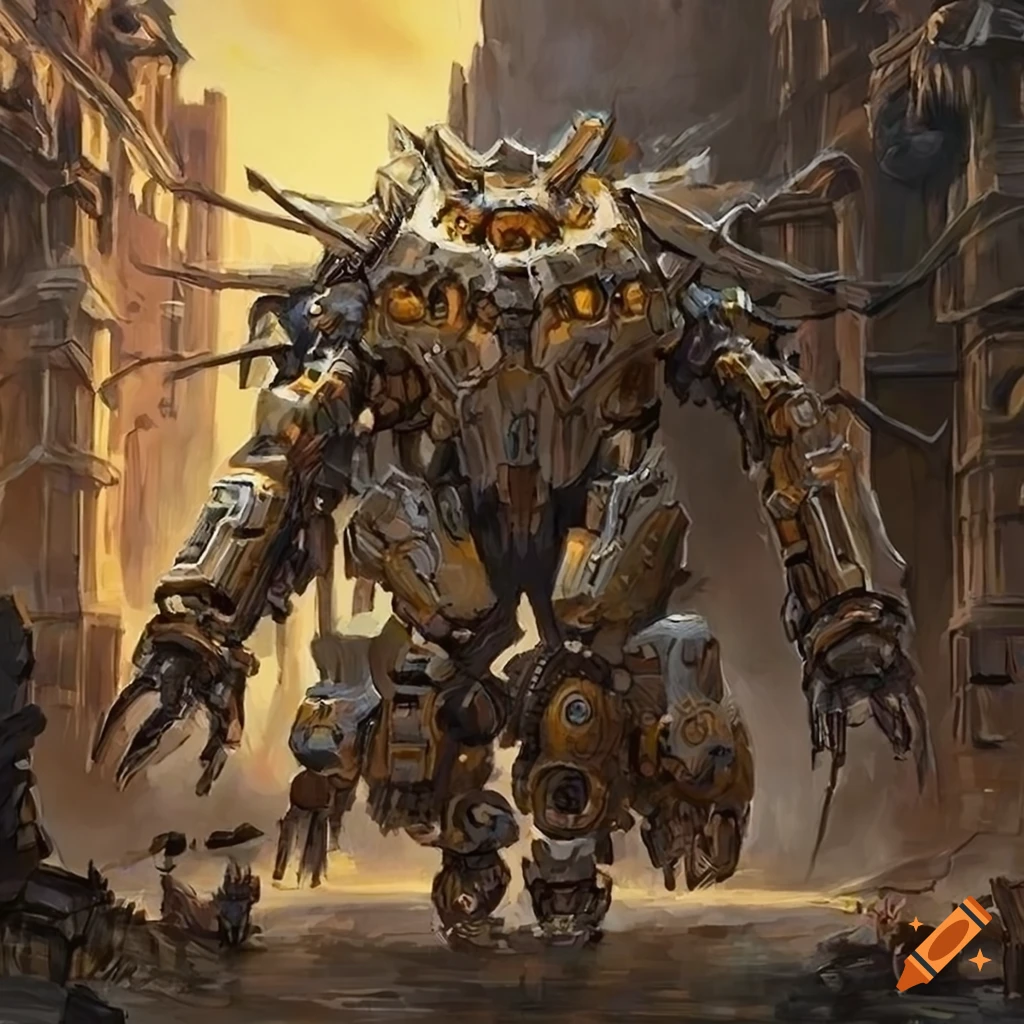 Intricate mechanical mecha artwork by james gurney on Craiyon
