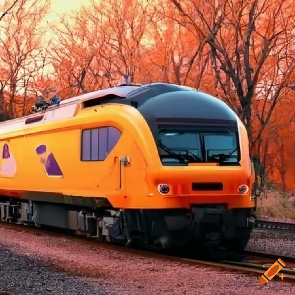 Orange freight train on Craiyon