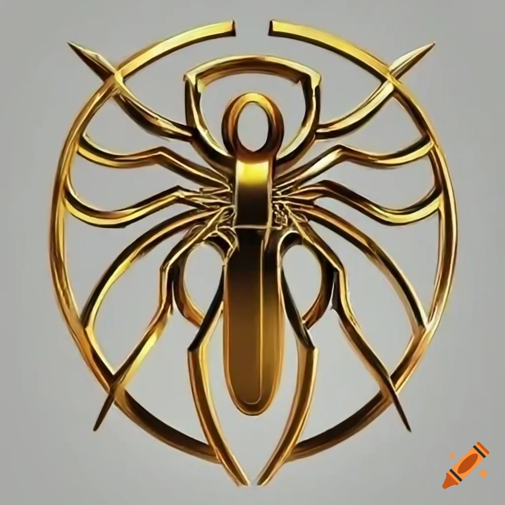 Golden spider man logo with Yggdrasil symbol on Craiyon