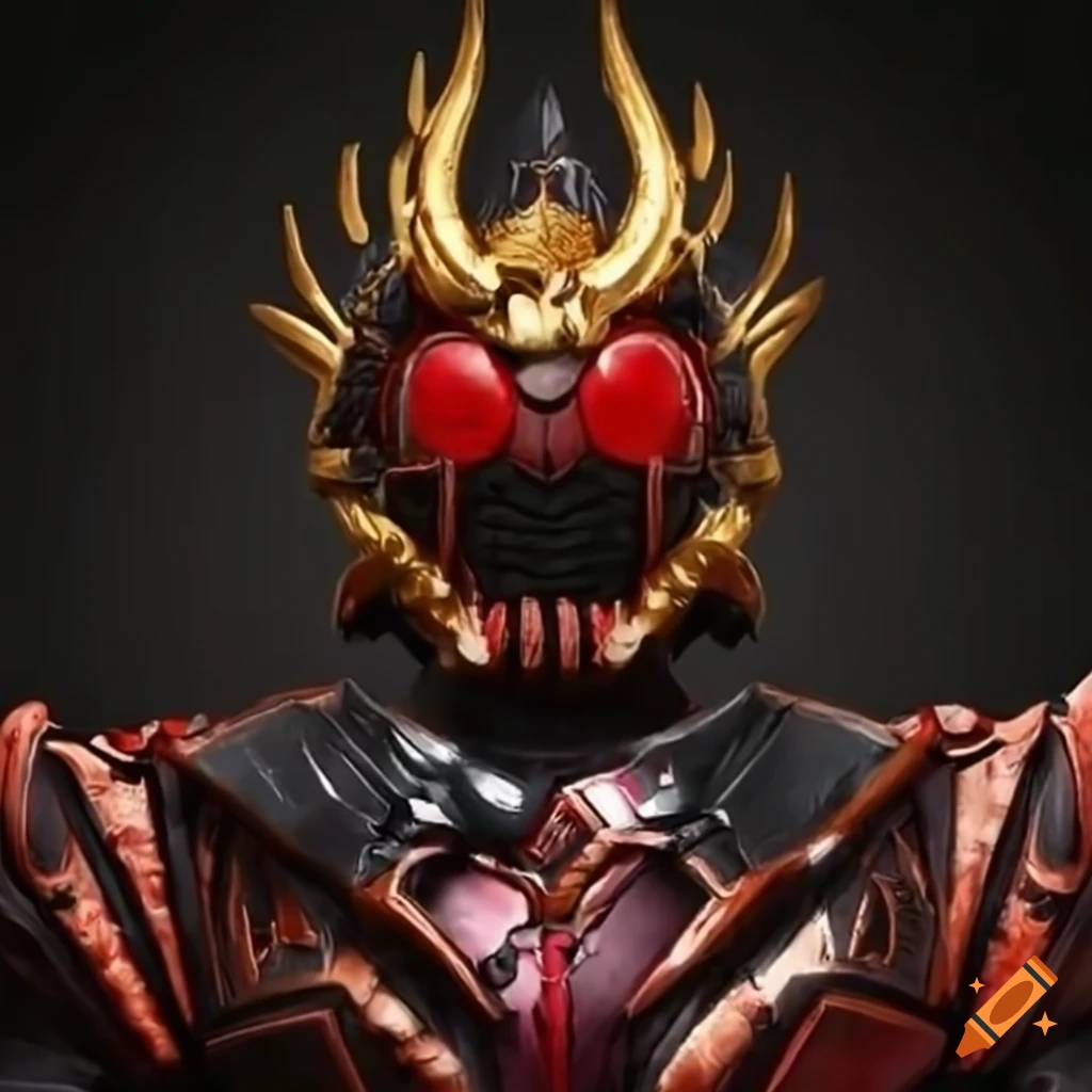 Kamen rider with a mongolian war demon appearance on Craiyon