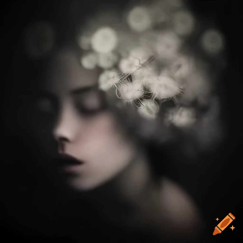 Blurry art photography of a woman's face with closed eyes surrounded by ...