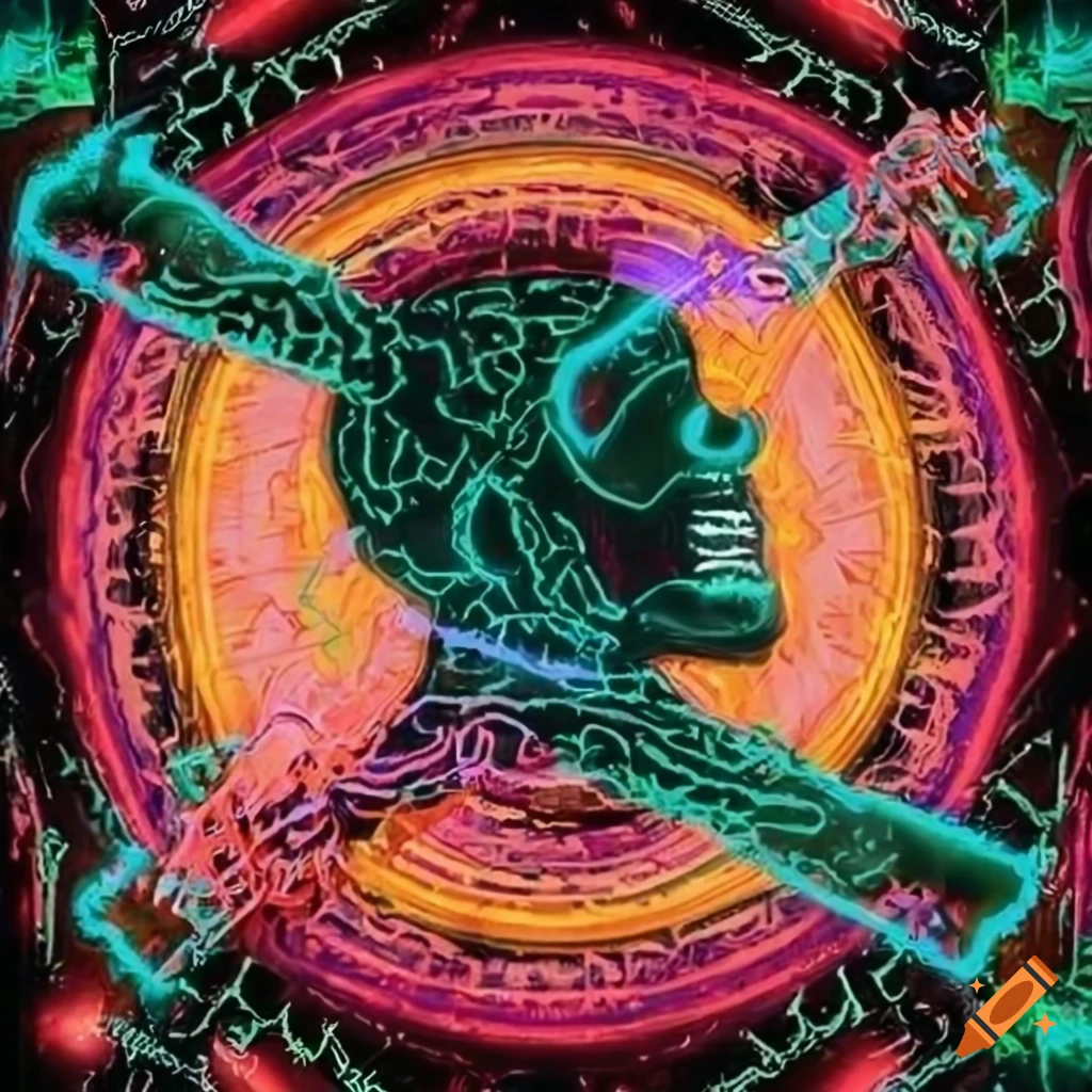 Neon rage playlist cover on Craiyon