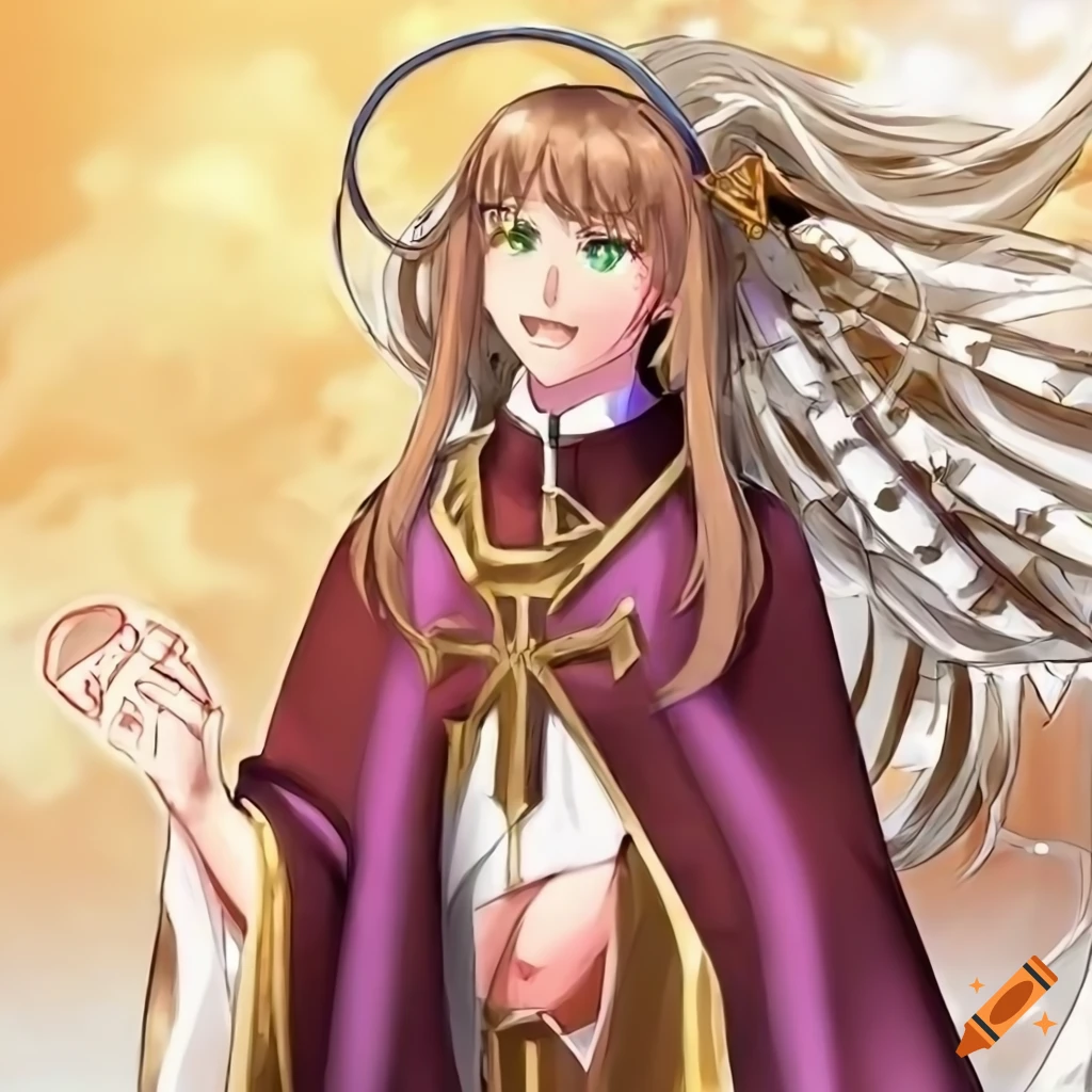 Anime-style female version of saint martin of tours in priest outfit on ...