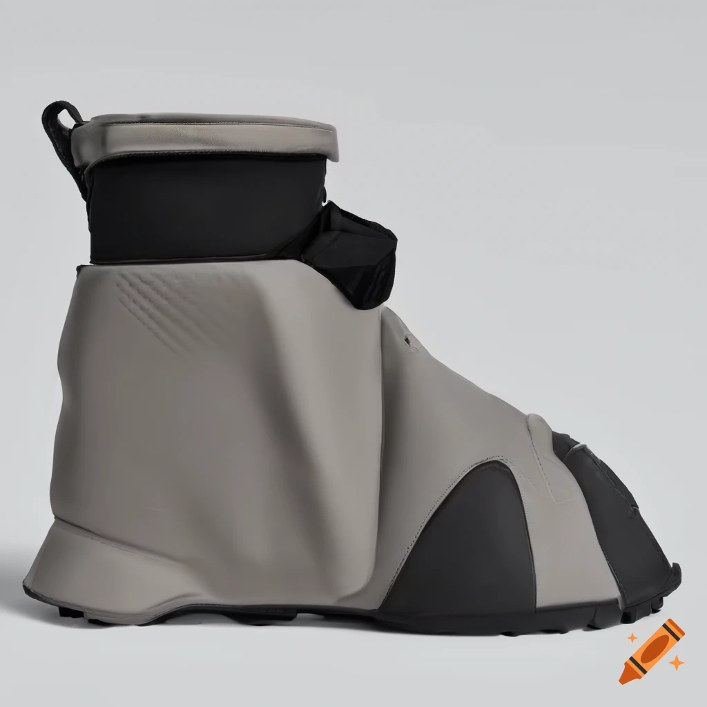 Side view of futuristic yeezy adidas ski boot slip on with white ...