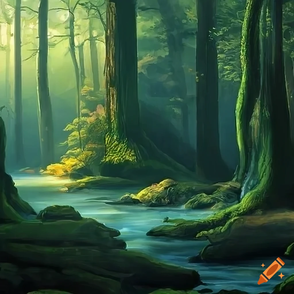 Highly detailed HD forest by James Gurney on Craiyon