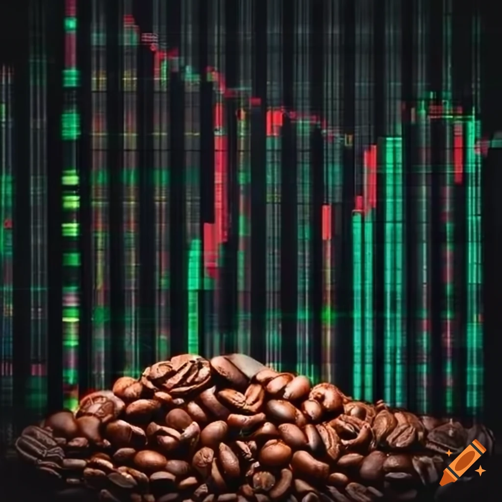 Coffee commodity with stock chart in background on Craiyon