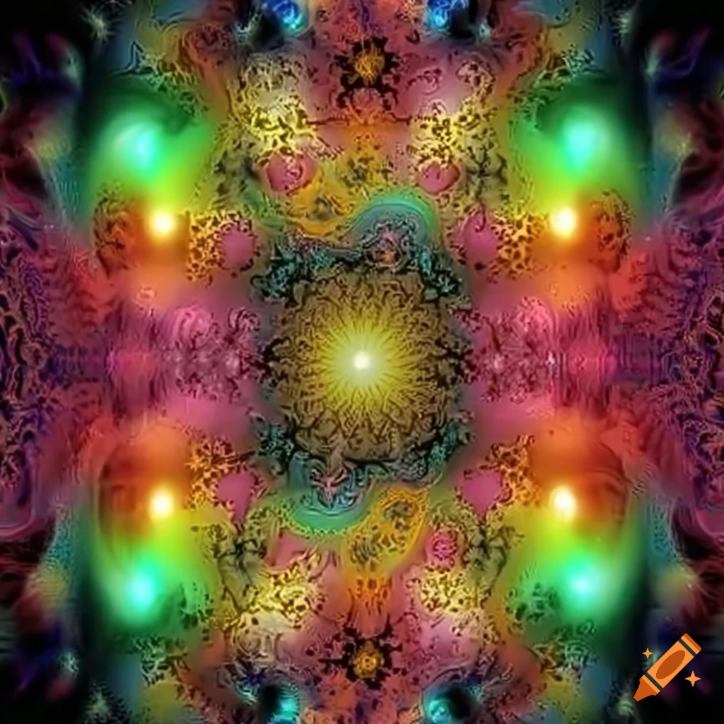 Fractal pattern depicting the reincarnation cycle of a human on Craiyon