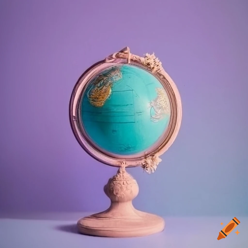 Globe with vintage aesthetic in whimsical soft pastels on Craiyon