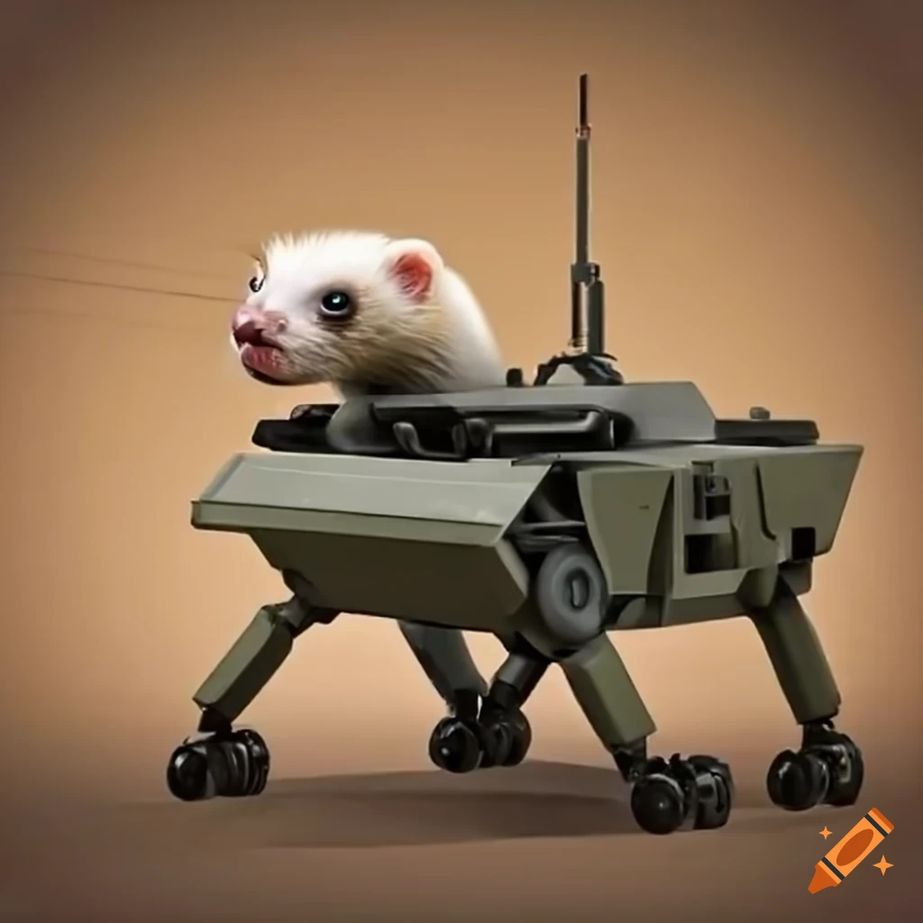 Tank-ferret robot at a park on Craiyon