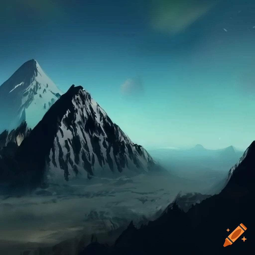 Mountain range on an alien planet on Craiyon