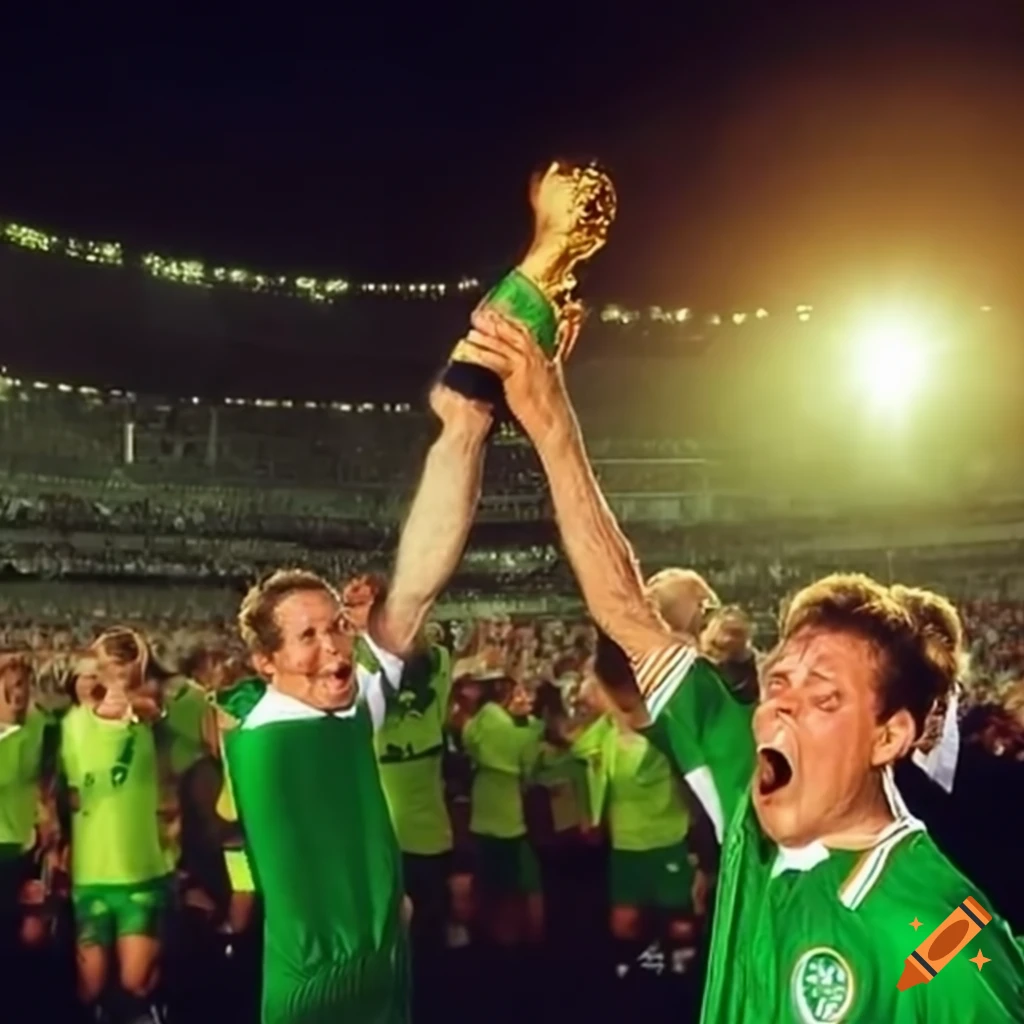 Ireland celebrates its first fifa world cup victory on Craiyon