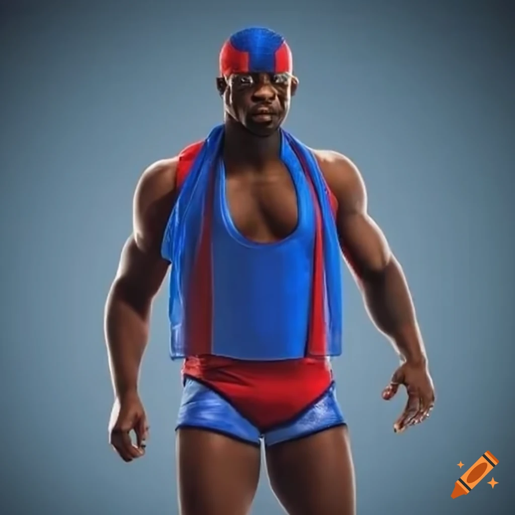 Wrestler in red, white, and blue unitard on Craiyon