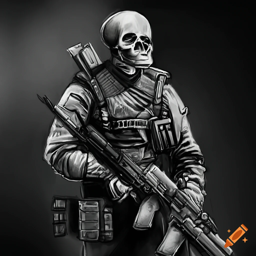 Modern skeleton soldier on Craiyon