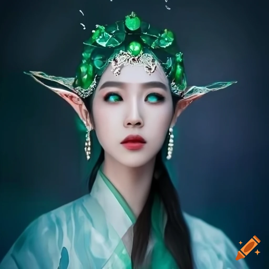 Ethereal elven woman in traditional chinese attire with captivating ...