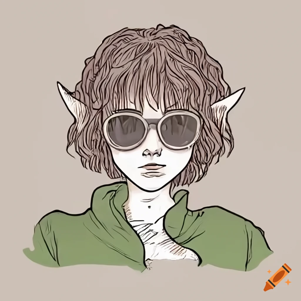 Retro anime character with moss green hair and elf ears on Craiyon